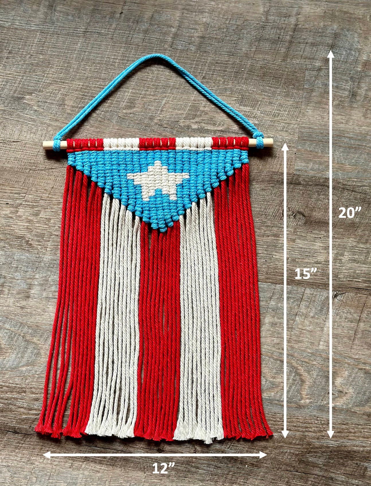 Puerto Rico Flag Macrame, Wall Hanging Macrame, Macrame Decor, Puerto ...