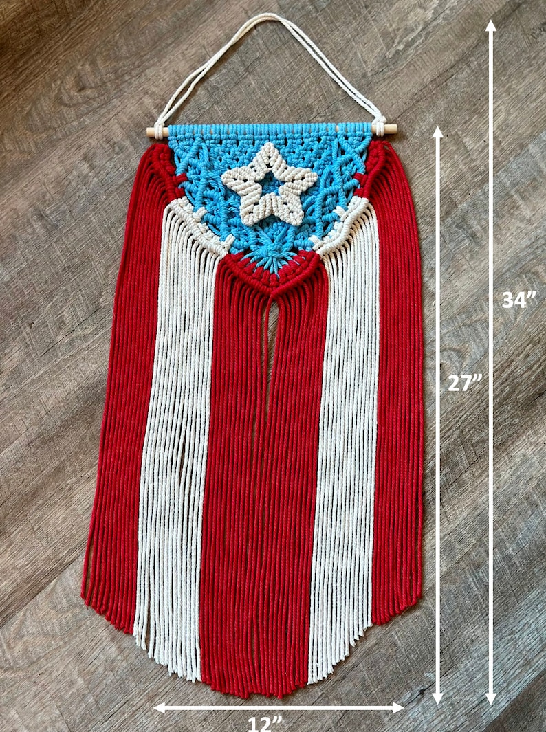 Puerto Rico Flag Macrame, Wall Hanging Macrame, Bohemian Decor, Macrame ...