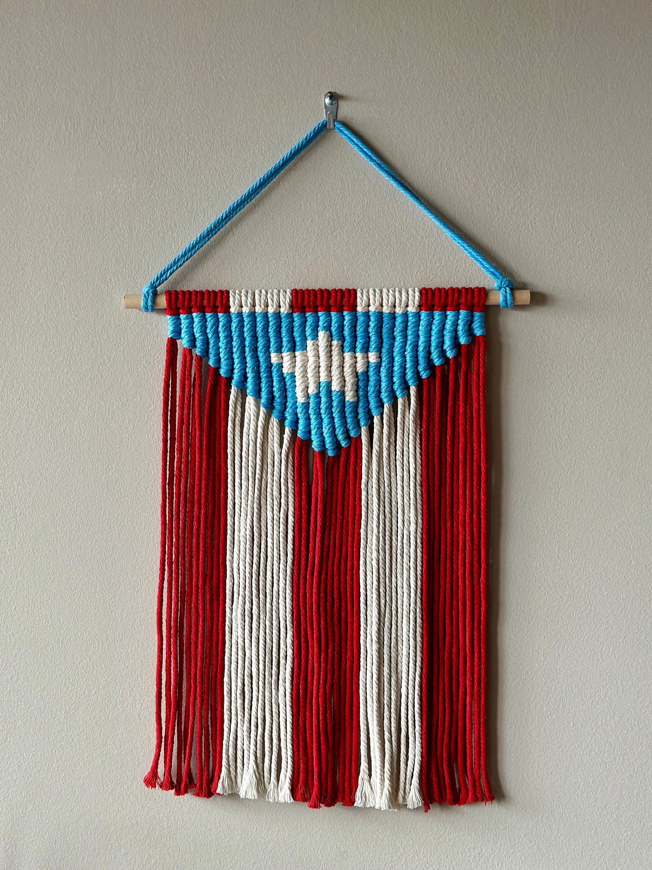 Puerto Rico Flag Macrame, Wall Hanging Macrame, Macrame Decor, Puerto ...