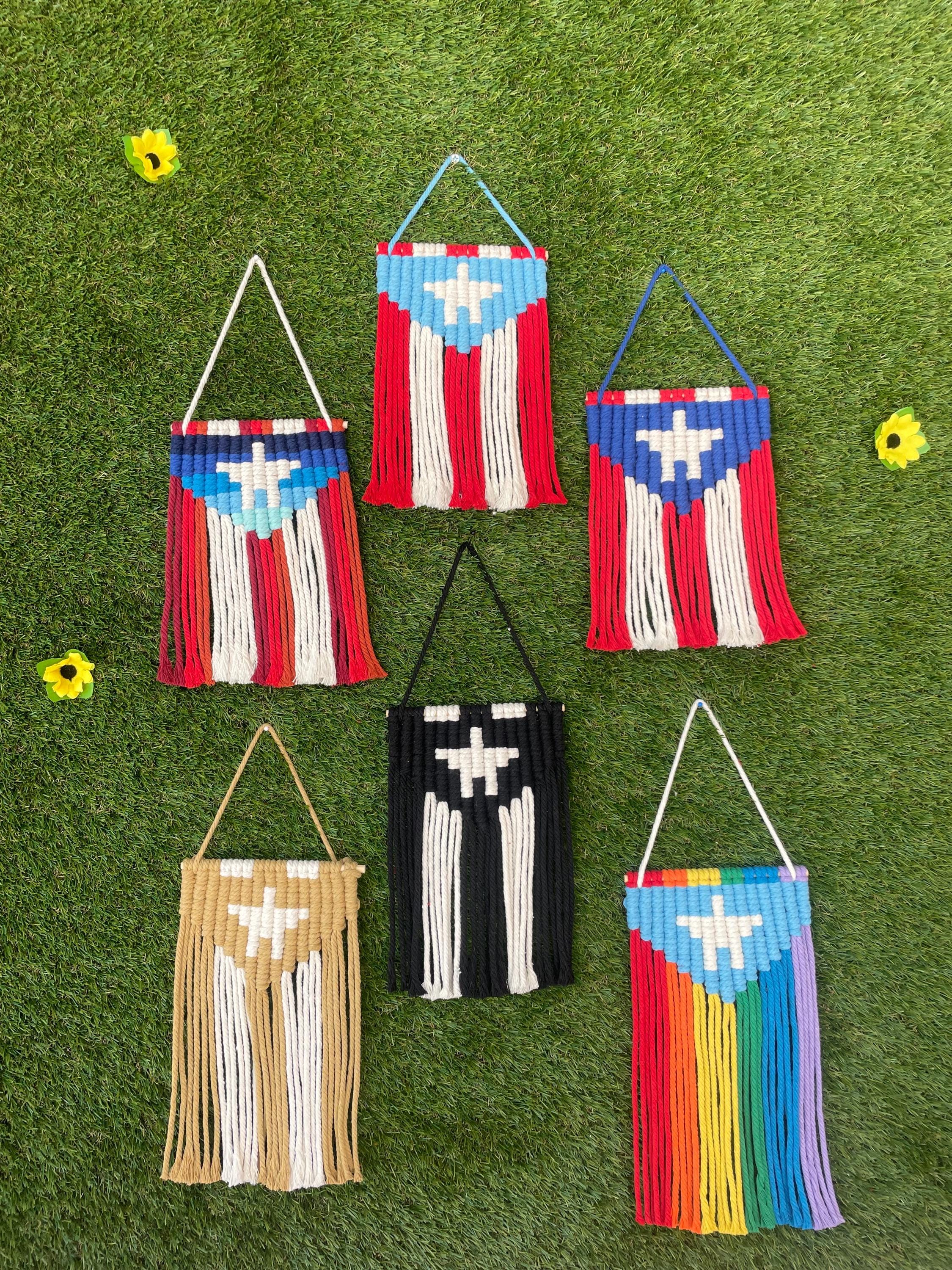 Puerto Rico Flag Macrame, Wall Hanging Macrame, Macrame Decor, Puerto ...