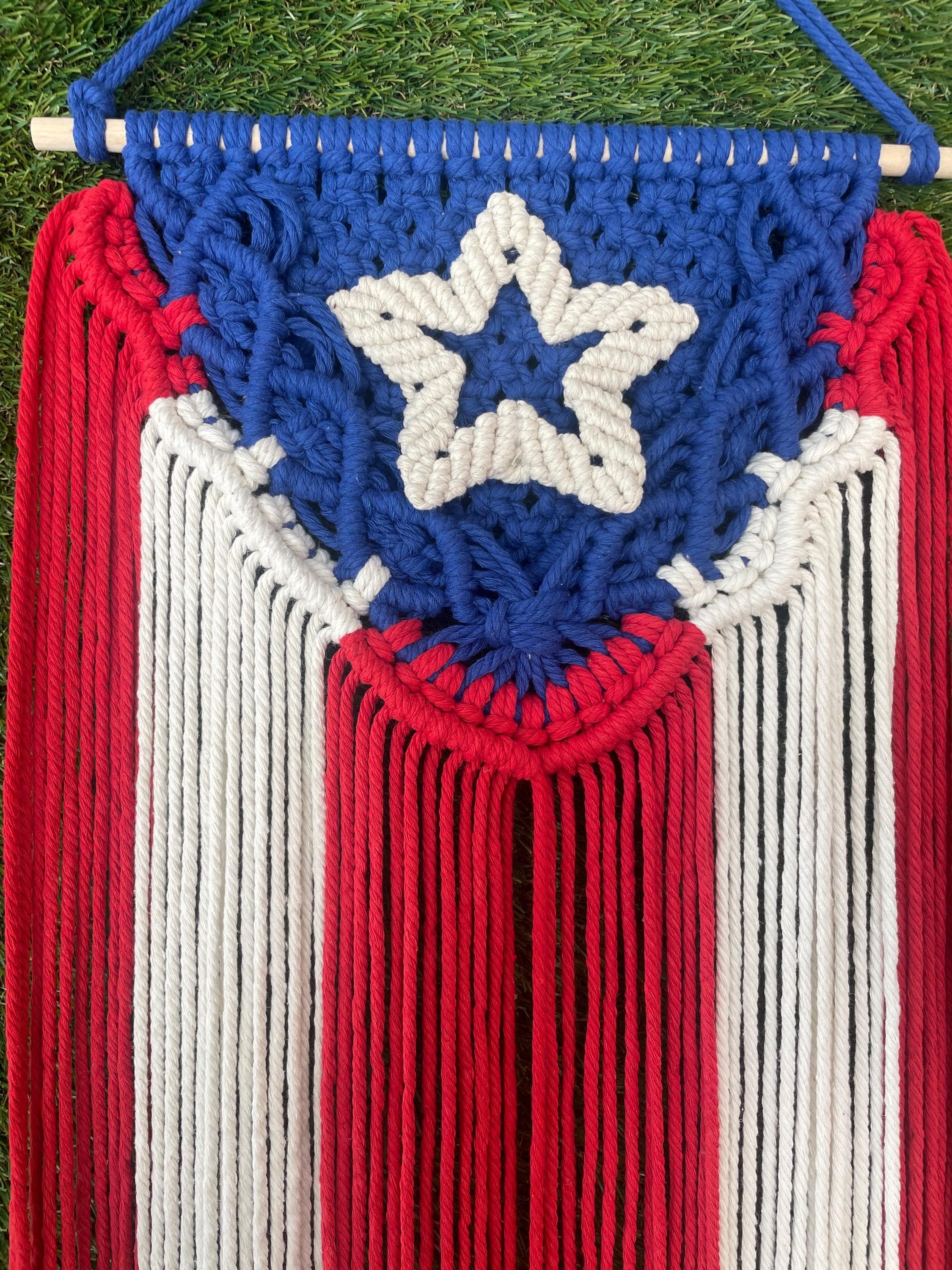 Puerto Rico Flag Macrame, Wall Hanging Macrame, Bohemian Decor, Macrame ...