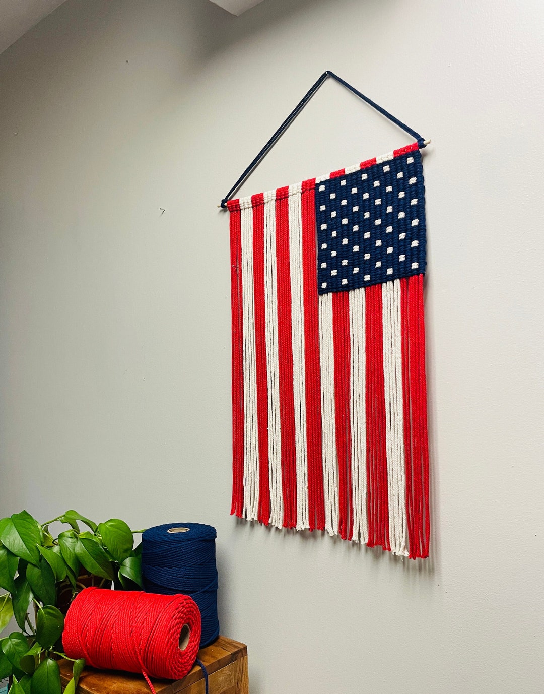 American Flag Macrame, Wall Hanging Macrame, Bohemian Decor, Macrame Decor, USA - Etsy