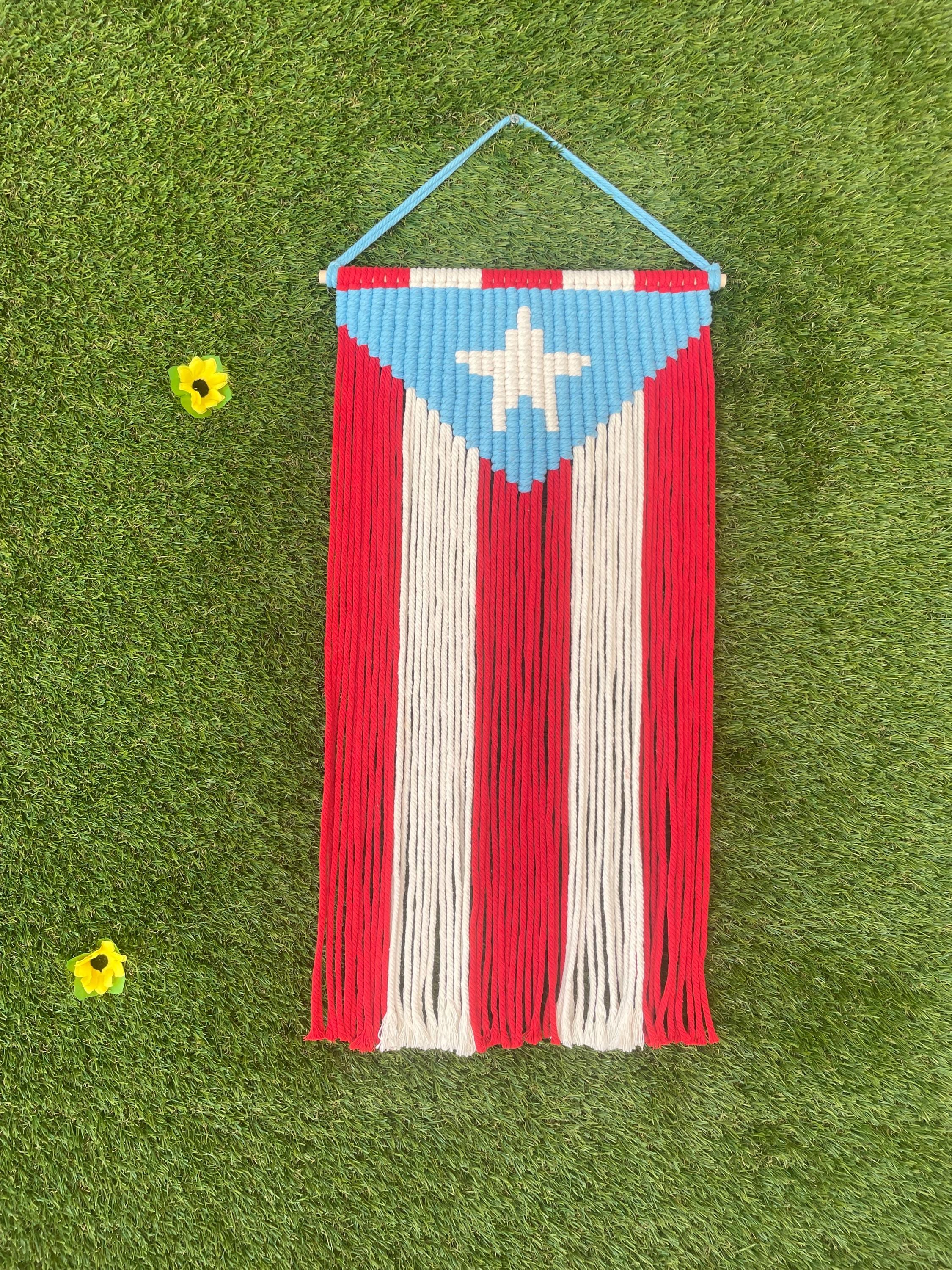Puerto Rico Flag Macrame, Wall Hanging Macrame, Macrame Decor, Puerto ...