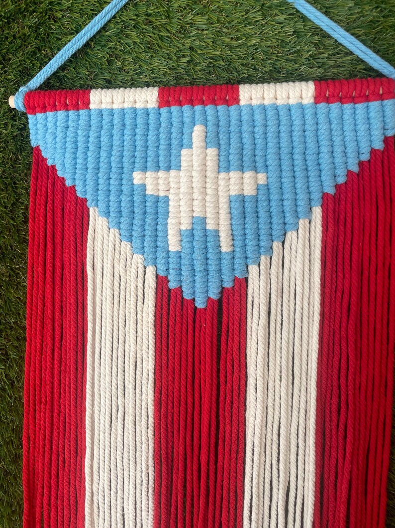 Puerto Rico Flag Macrame, Wall Hanging Macrame, Macrame Decor, Puerto ...
