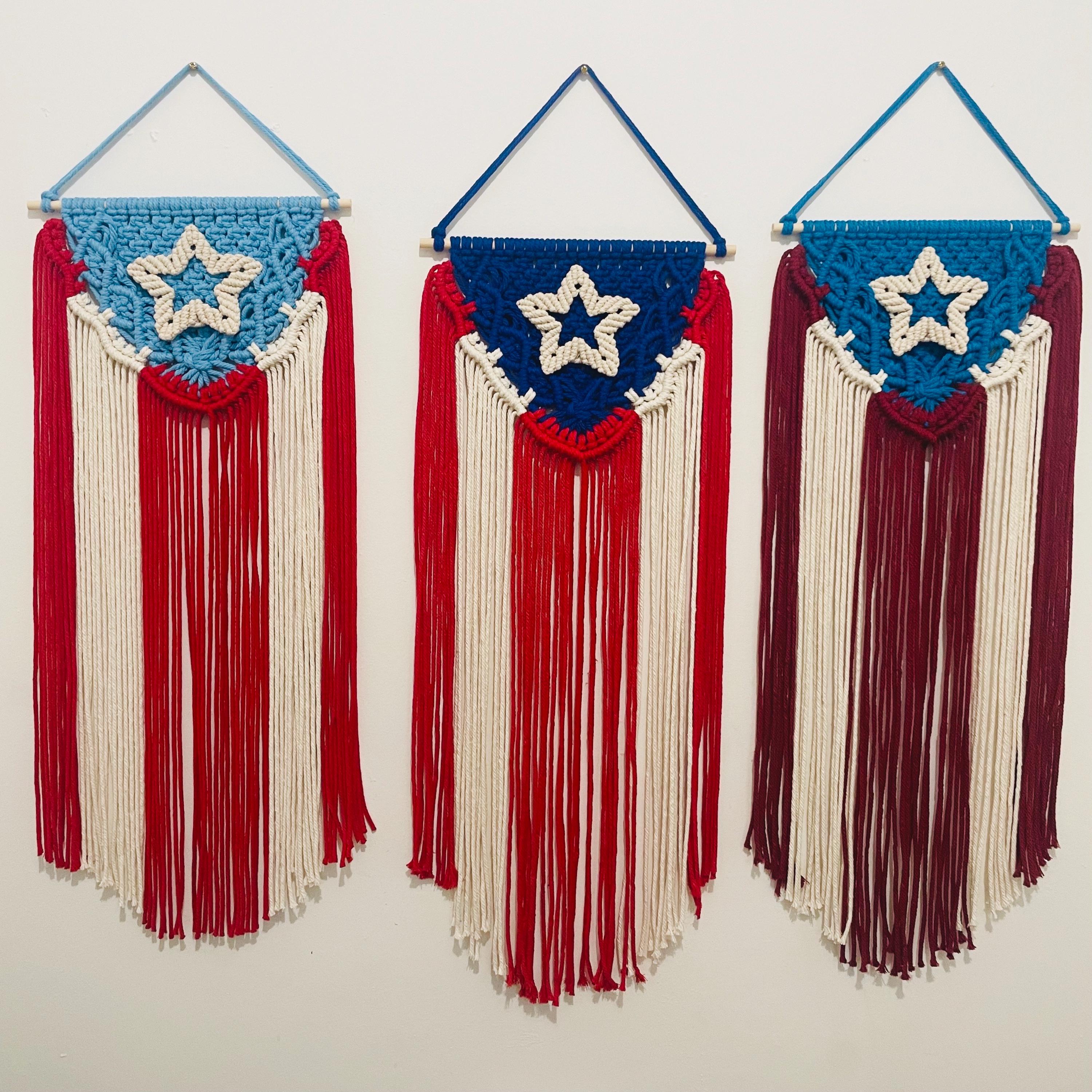Puerto Rico Flag Macrame, Wall Hanging Macrame, Bohemian Decor, Macrame ...