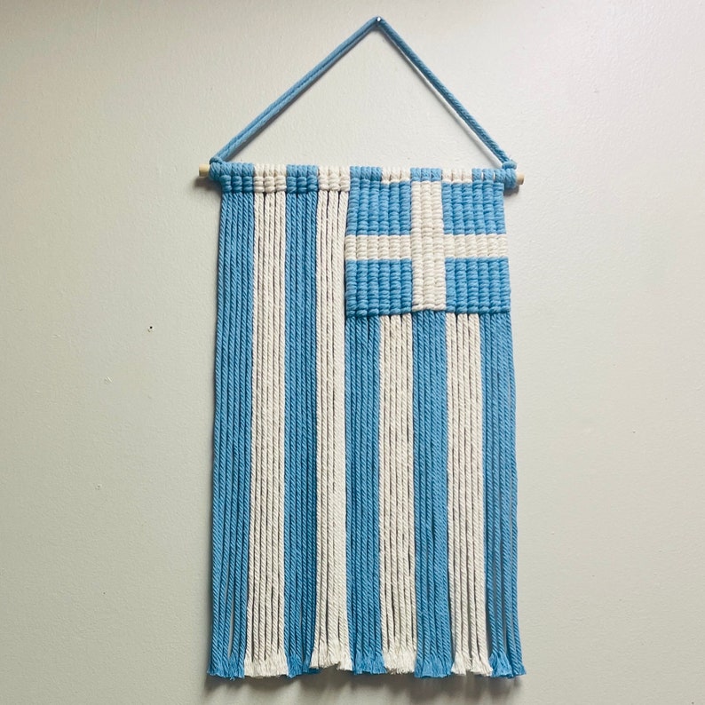 Greek Flag Macrame, Wall Hanging Macrame, Bohemian Decor, Macrame Decor ...