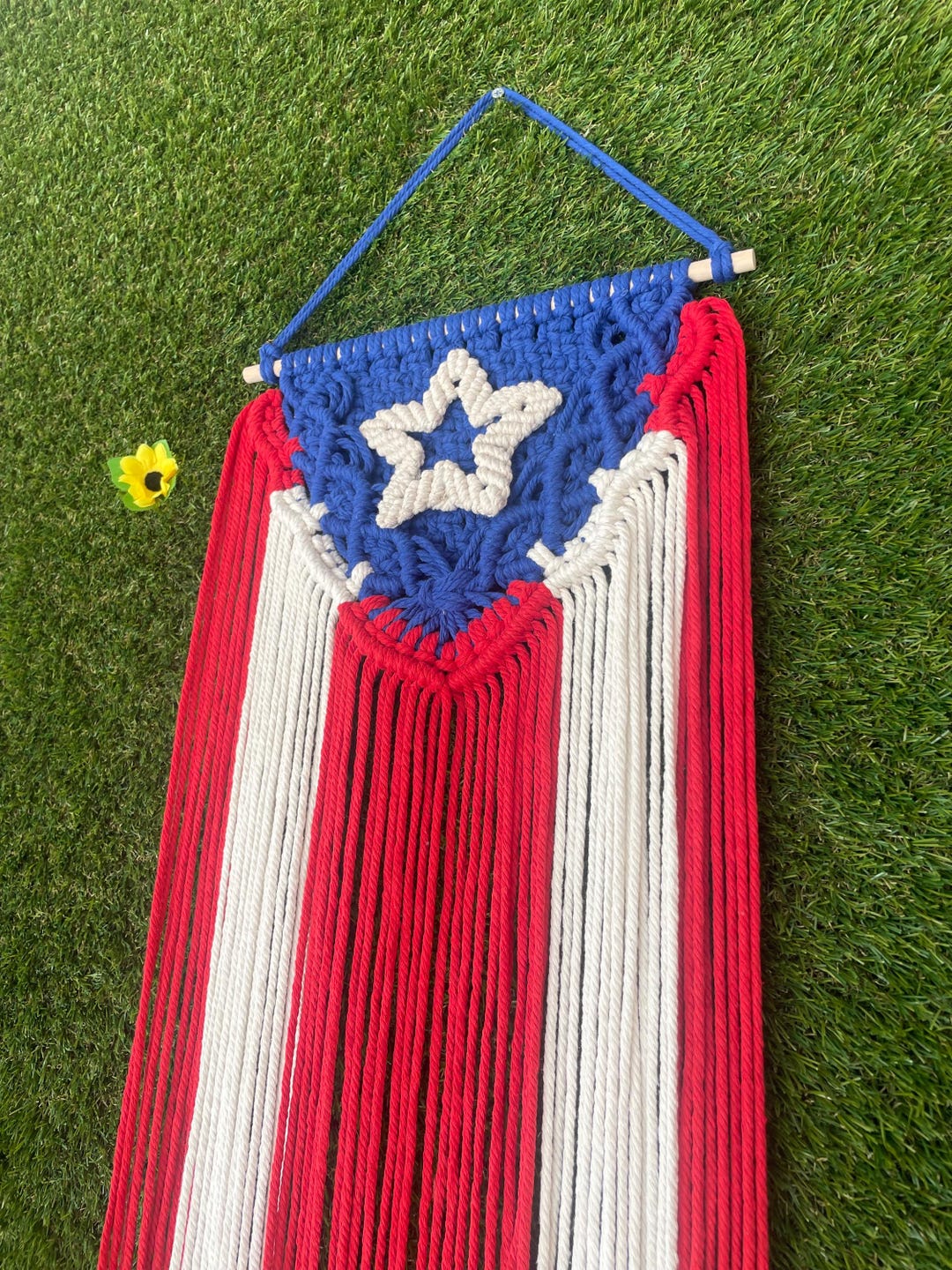 Puerto Rico Flag Macrame, Wall Hanging Macrame, Bohemian Decor, Macrame ...
