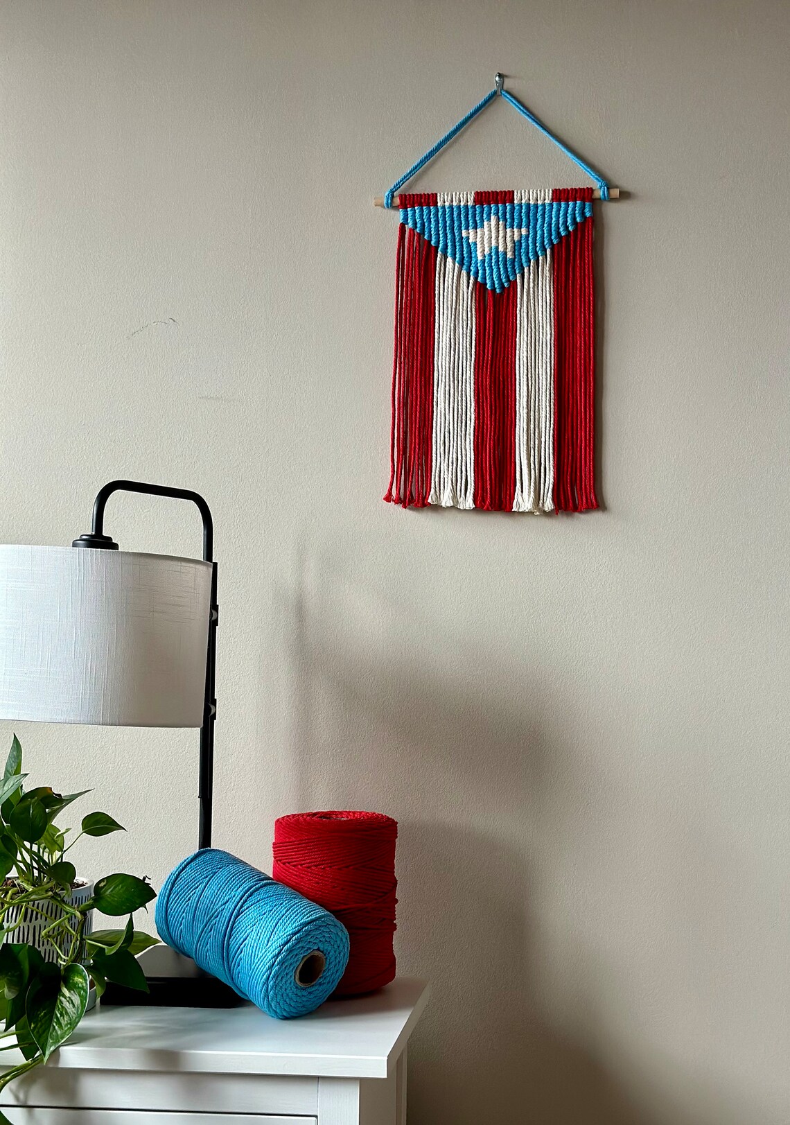 Puerto Rico Flag Macrame, Wall Hanging Macrame, Macrame Decor, Puerto ...