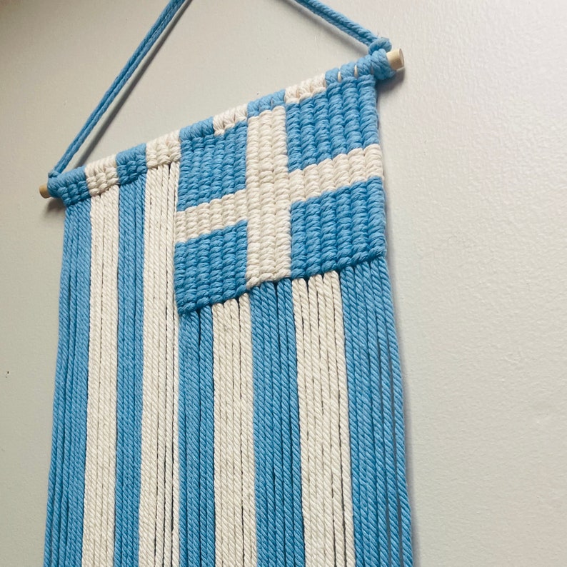 Greek Flag Macrame, Wall Hanging Macrame, Bohemian Decor, Macrame Decor ...