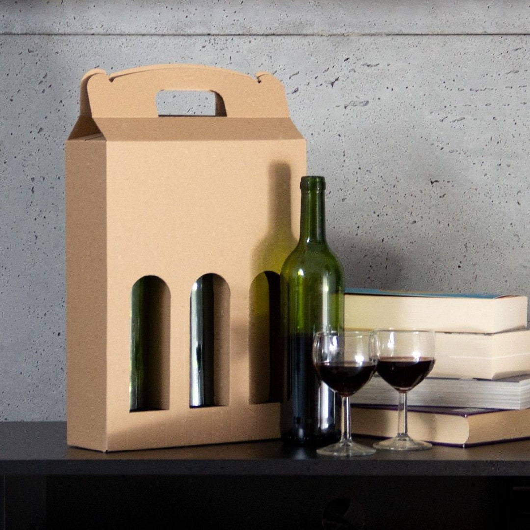 10PCS Kraft Cardboard Wine Bottle Holder Gift Packaging Bottle Box Wine ...