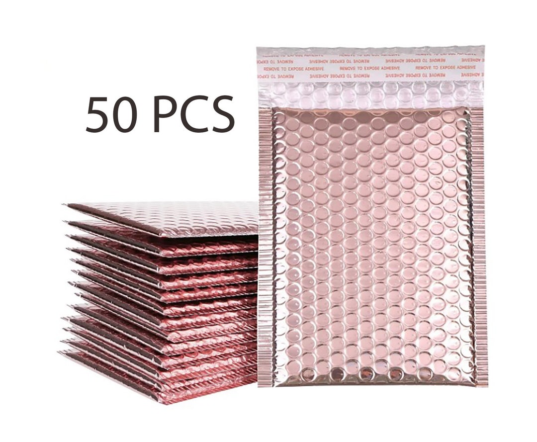50 PCS Bubble Mailers Metallic High Quality Gold Rose Self Sealing ...