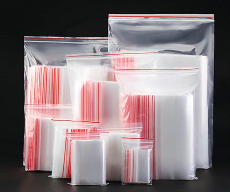 100pcs Clear Plastic Bags Zipper Bags Storage Packaging Resealable ...