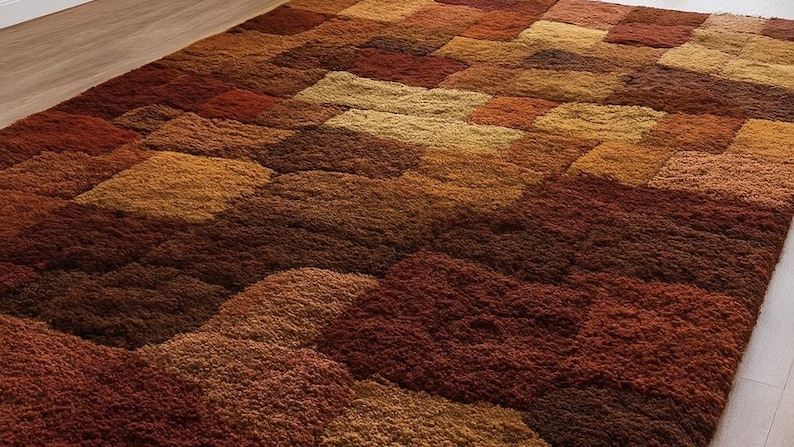 Autumn Mosaic Hand-tufted Wool Rug Warm Brown, Rust & Gold Geometric ...