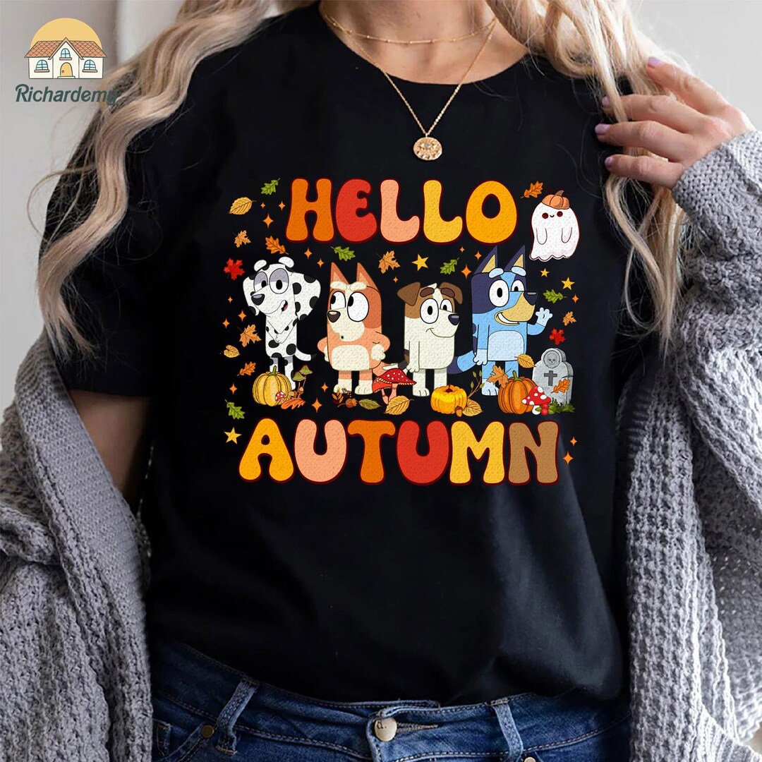 Bluey Hello Autumn Bluey Autumn Shirt Kids Fall Shirts - Etsy