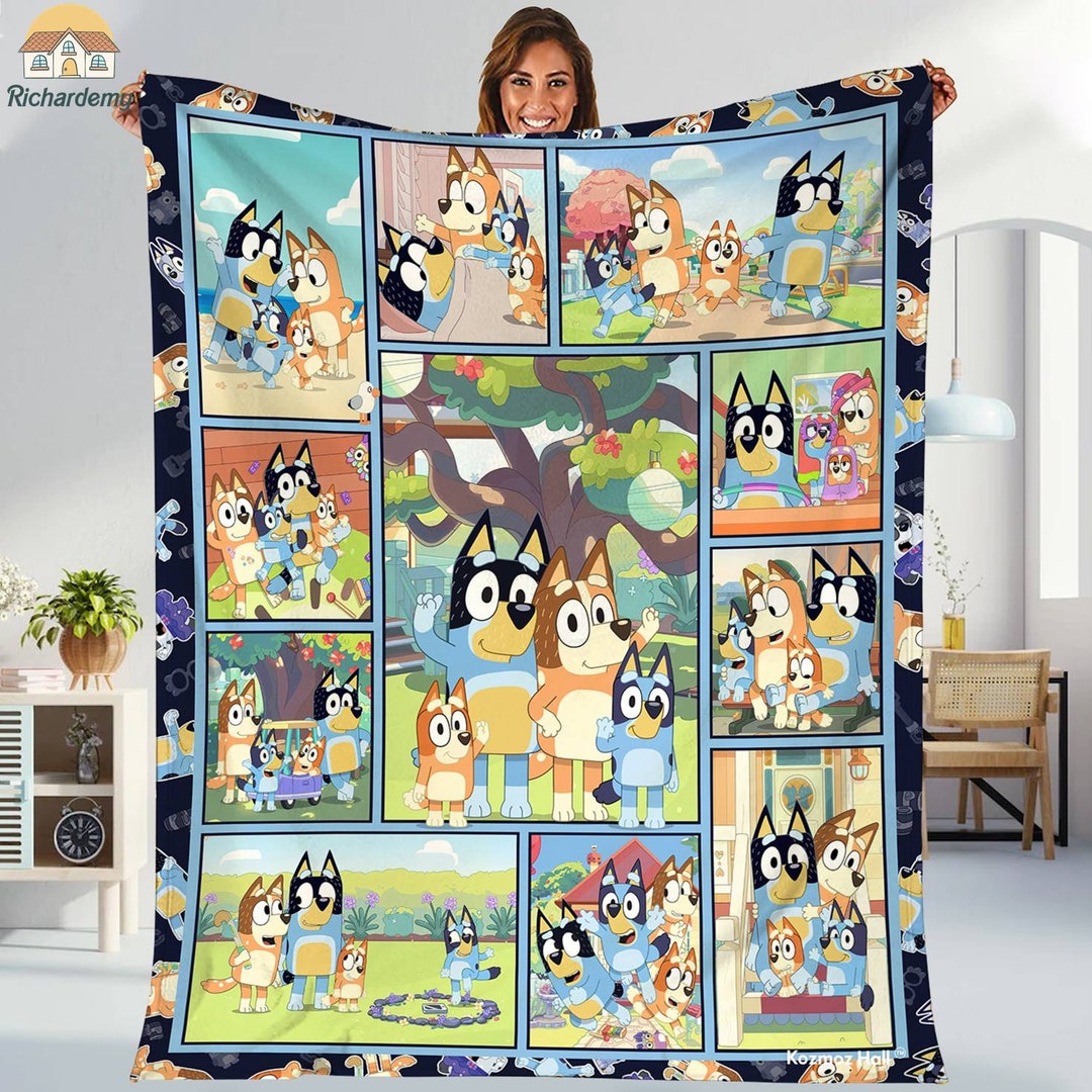 Bluey Blanket, Bluey Family Soft Cozy Sherpa Fleece Throw Blankets ...