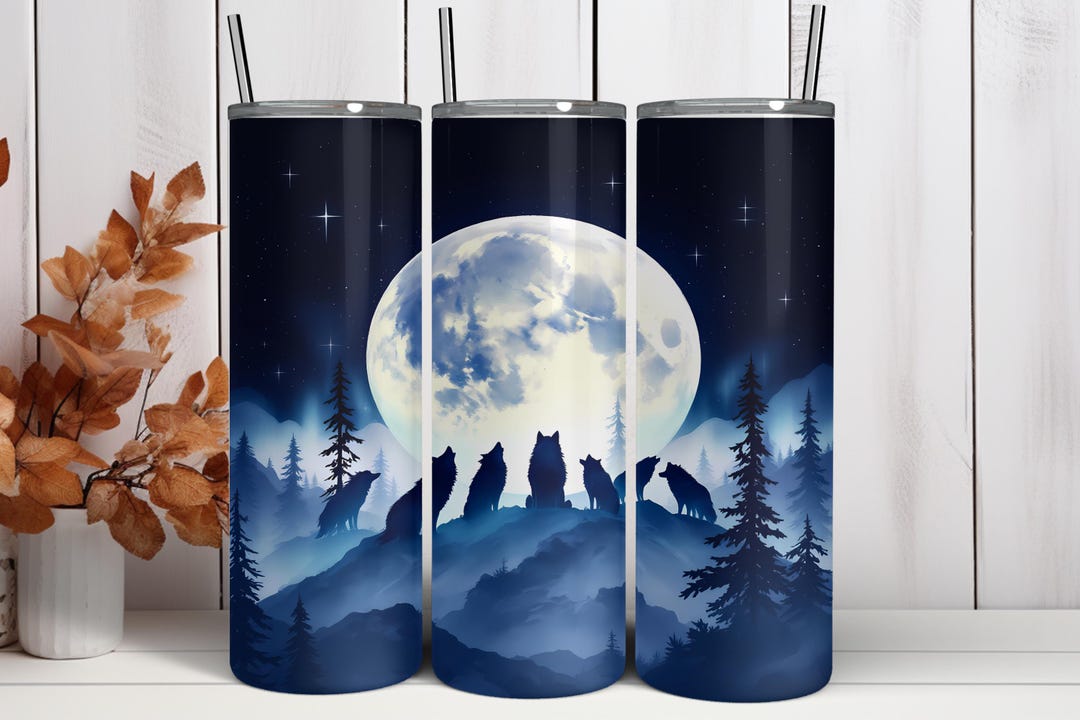 Moonlight Wolfpack Tumbler Wrap: 20 Oz Skinny Sublimation Design (digital Download) - Etsy