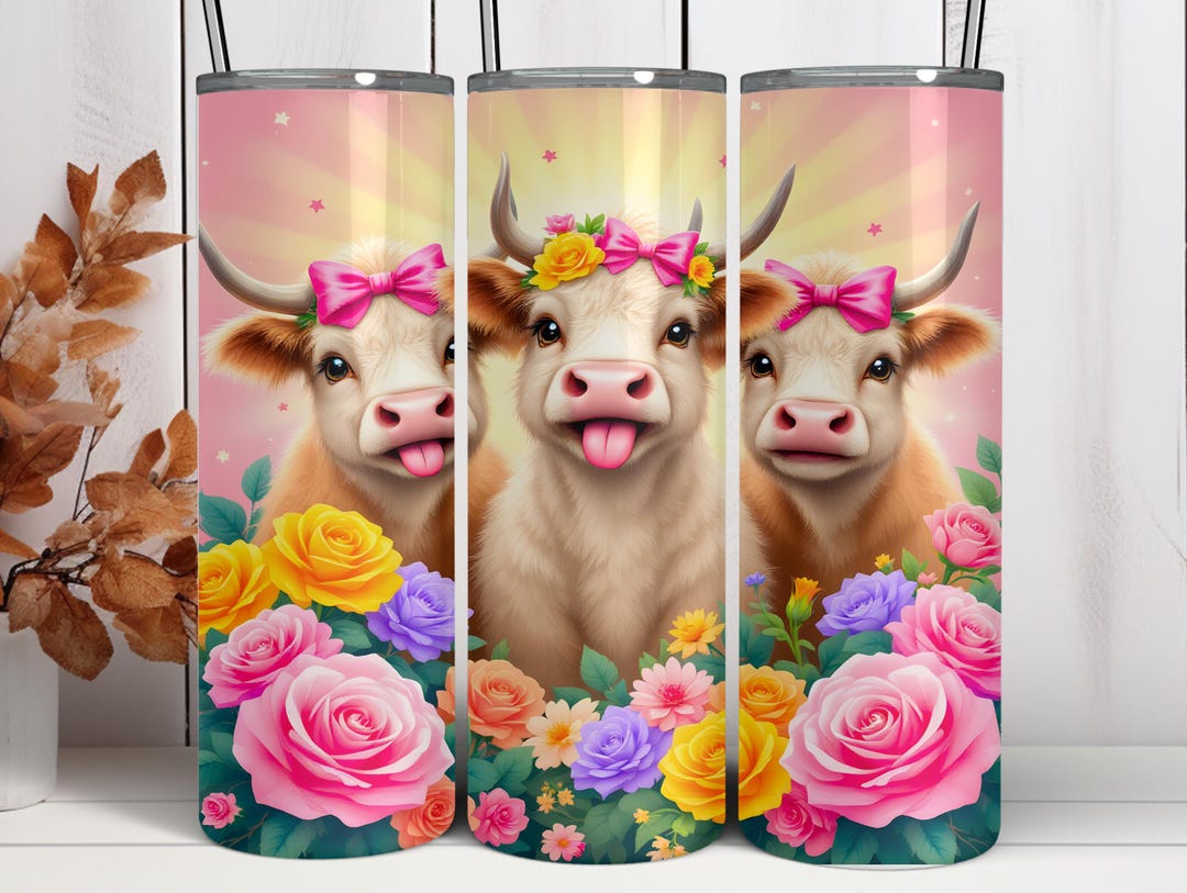 Cute Cow Tumbler Wrap, 20 Oz Skinny Wrap, Sublimation Design, Cow ...