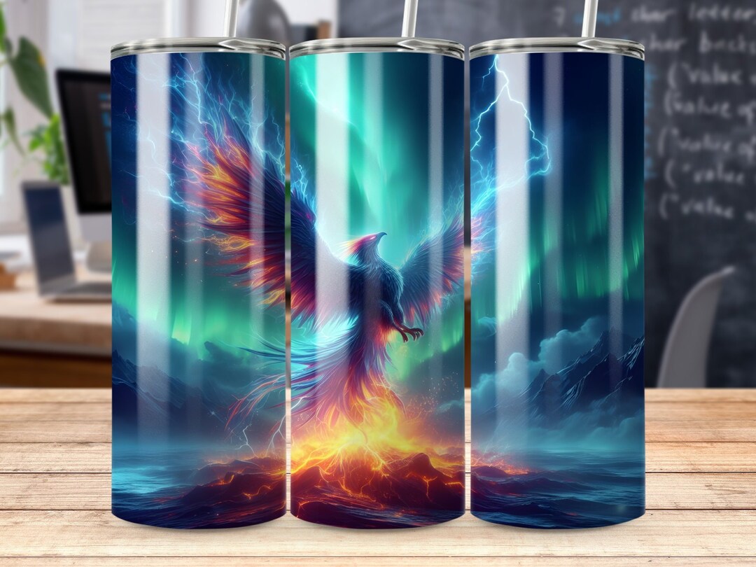 Phoenix Aurora Tumbler Wrap: Firebird Sublimation Design (digital ...