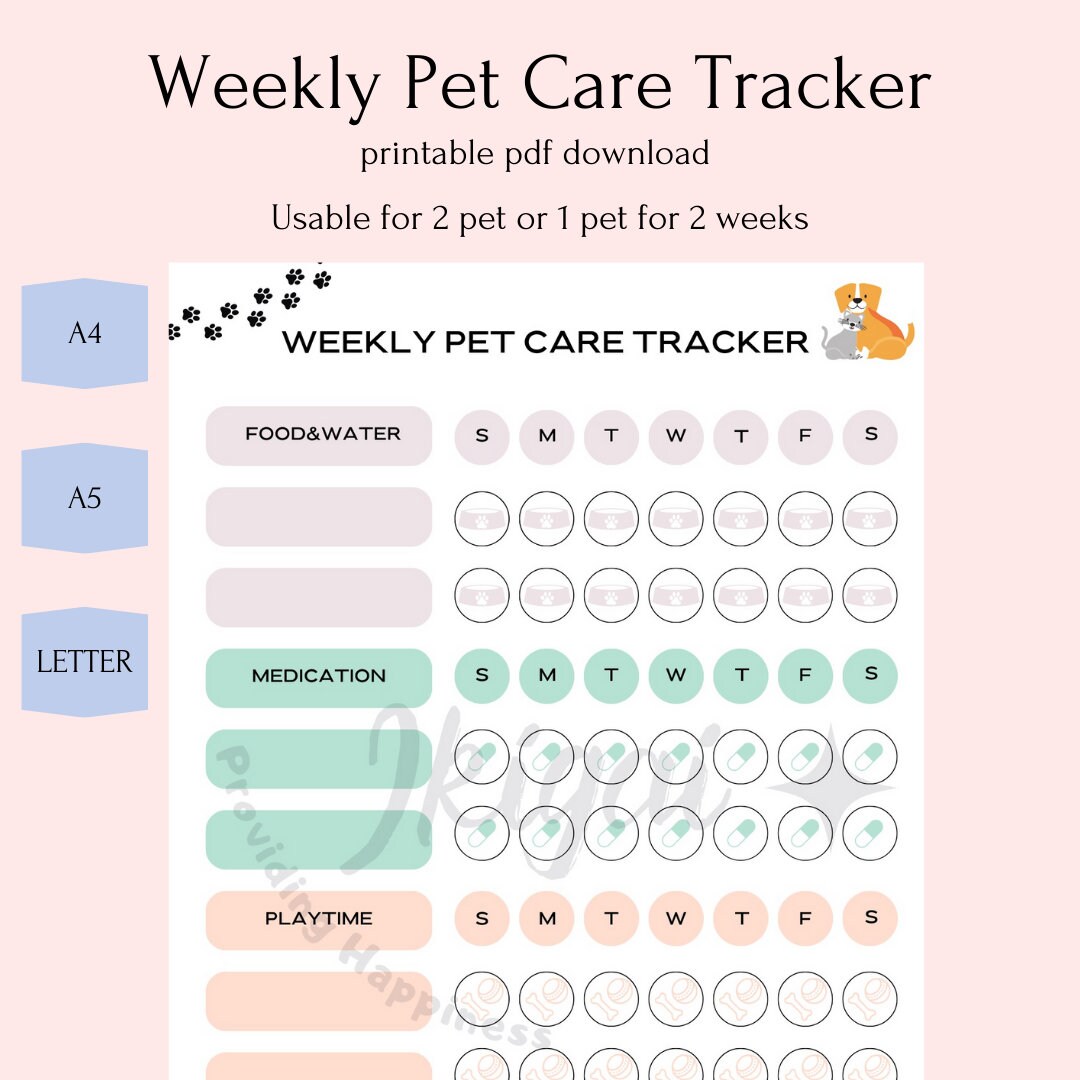 Pet Care Tracker Pet Doggy Daycare Cat Daycare Cat - Etsy Australia