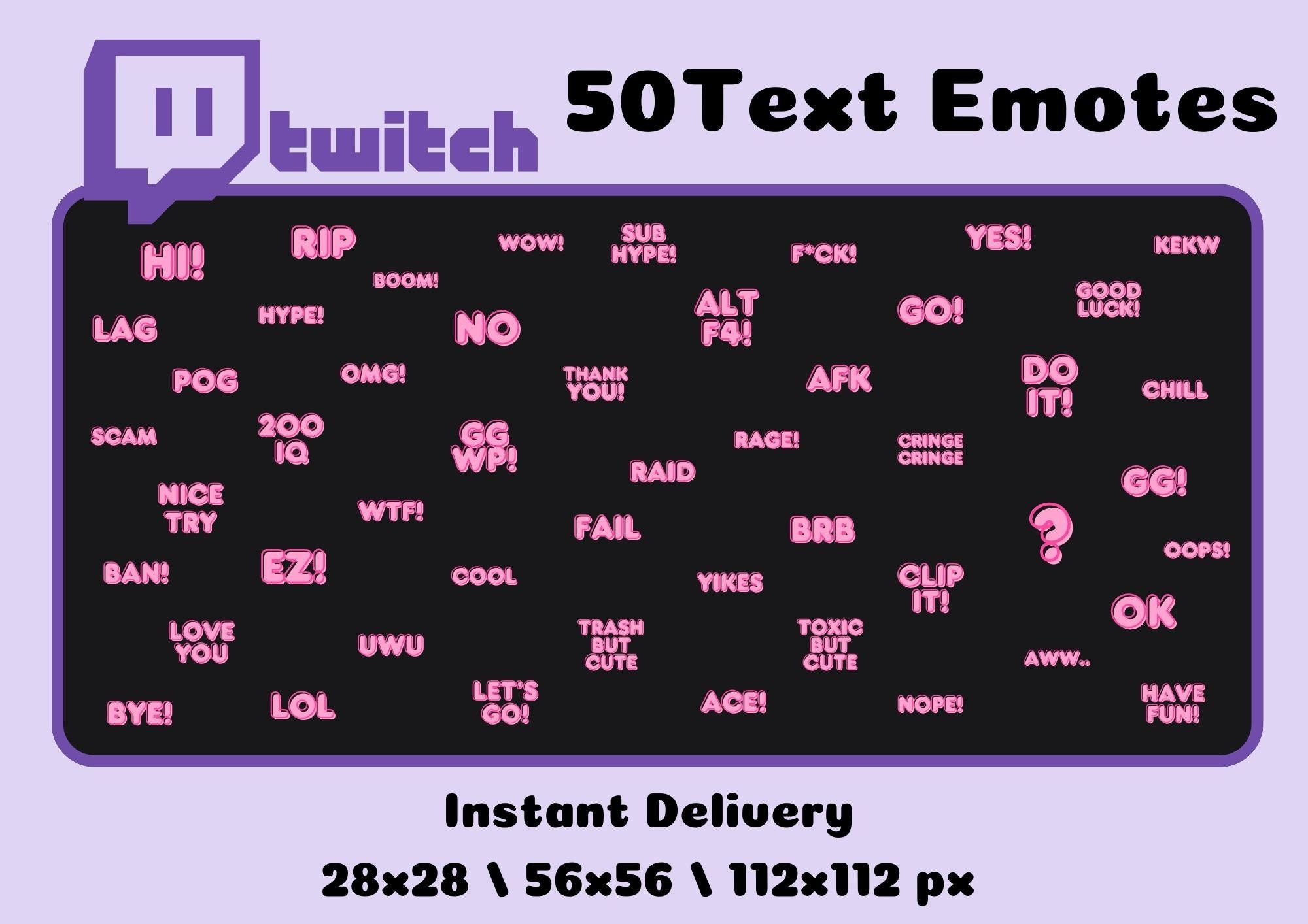 50 Text Emote Twitch Text Emotes Twitch Emote Discord - Etsy