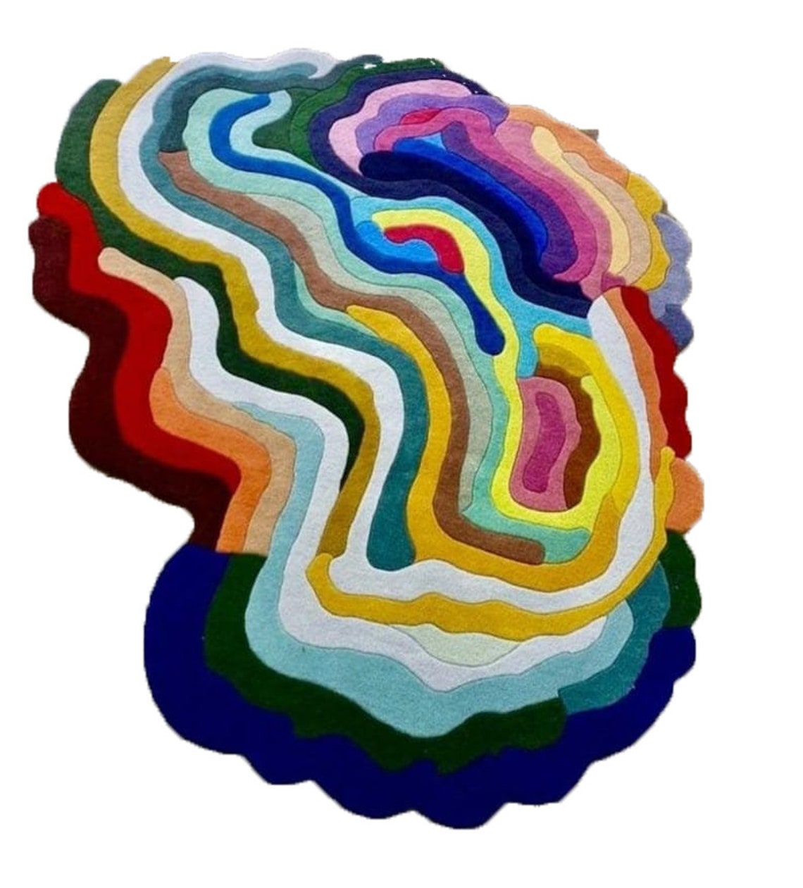 Multi Color Hand Tufted Irregular Shape Wool Rug Carpets for Bedroom ...