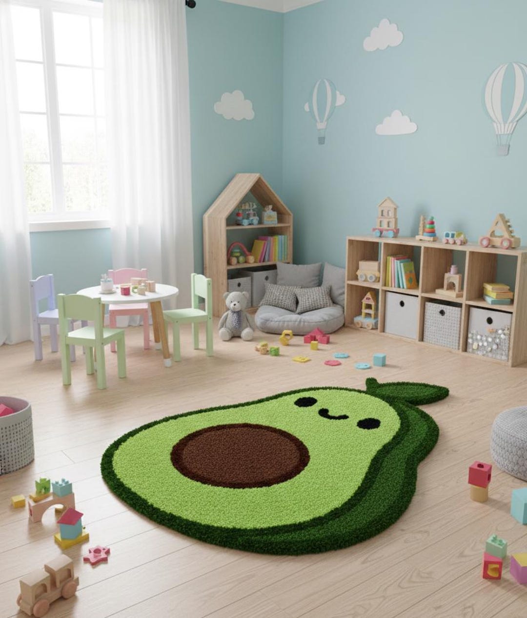 Wool Avocado Rug – Kawaii Plush Carpet for Nursery or Kids Room - Etsy