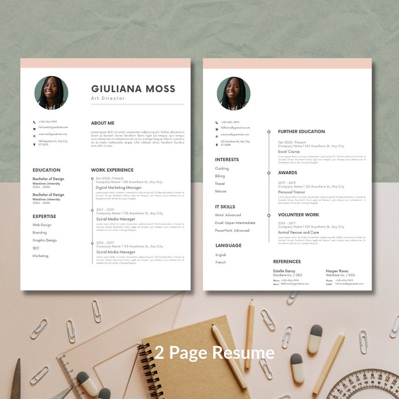 Minimalist Resume Template Rose - Editable CV Template - Instant ...