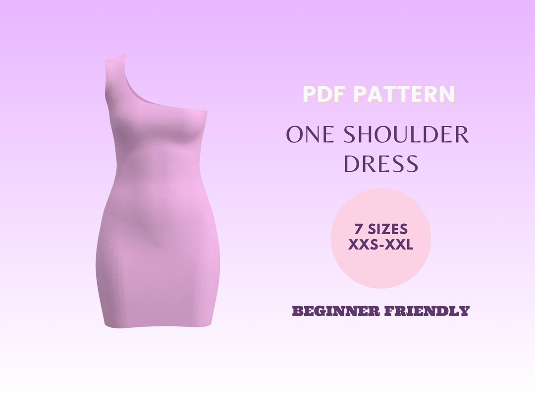 Bodycon One Shoulder Dress Sewing Pattern| Women's Dress Patterns ...