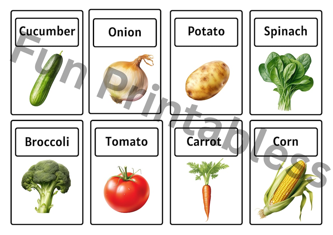 VEGETABLES • 13 Editable Montessori Cards • Preschoolers, Homeschoolers ...