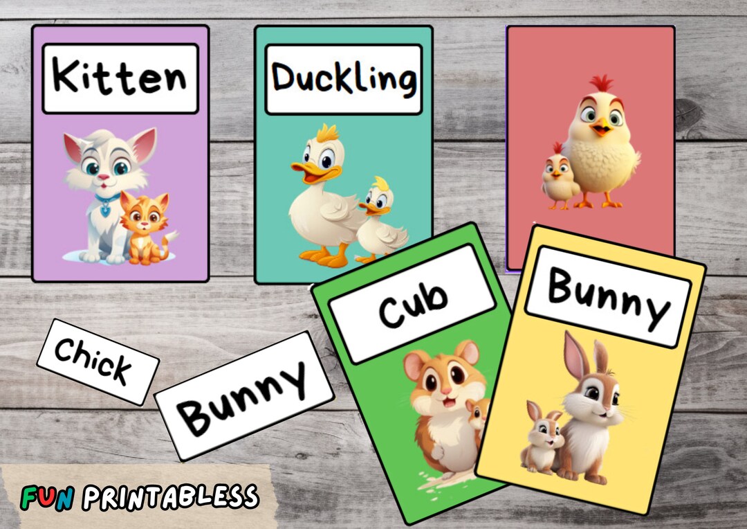 BABY ANIMALS • 12 Editable Montessori Cards • Preschoolers ...