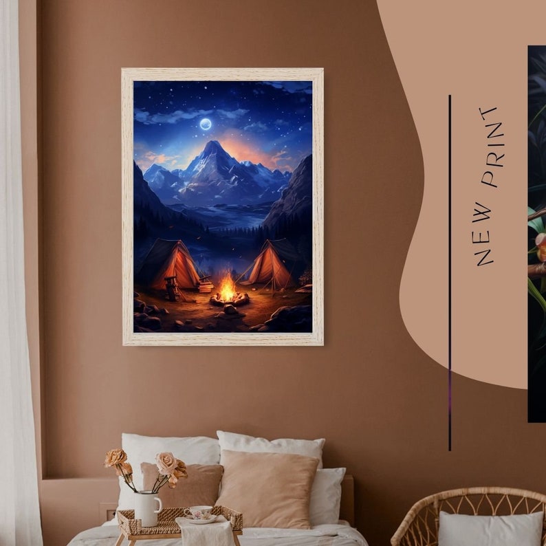 Tent With a Campfire Art Mockup Printable Images Downloadable Picture ...