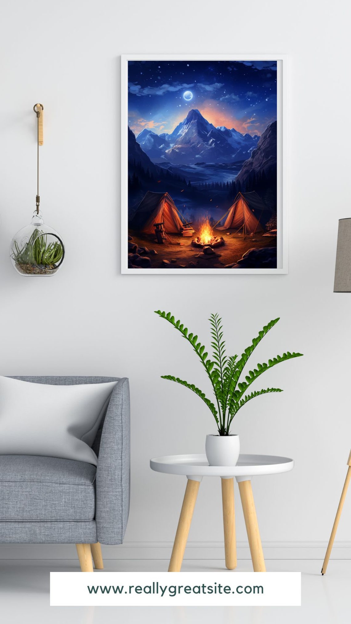 Tent With a Campfire Art Mockup Printable Images Downloadable Picture ...