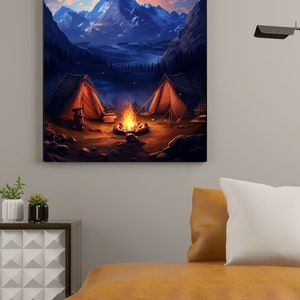 Tent With a Campfire Art Mockup Printable Images Downloadable Picture ...