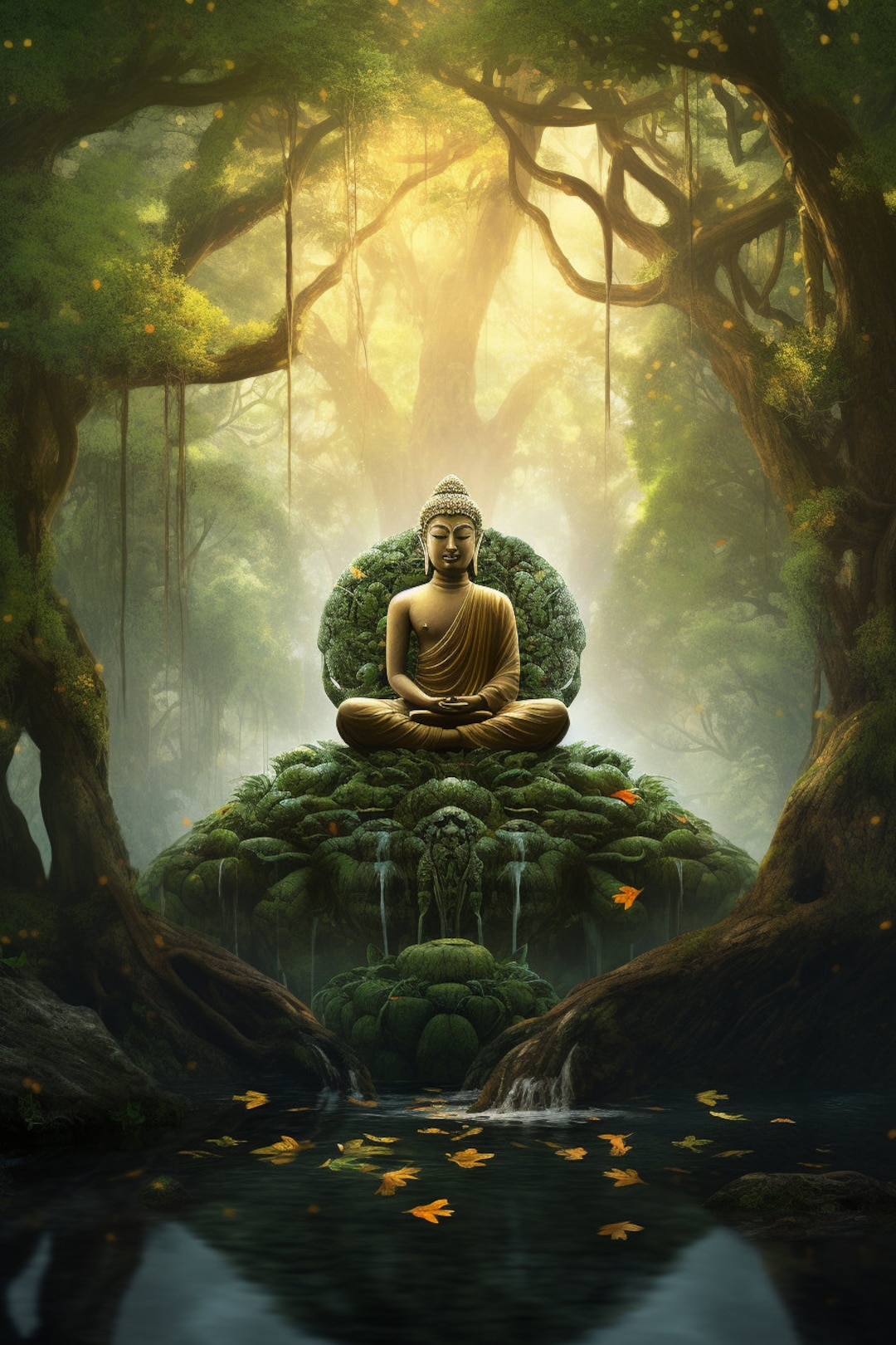 Buddha in Front Tree Art Printable Images Downloadable Picture Frame ...