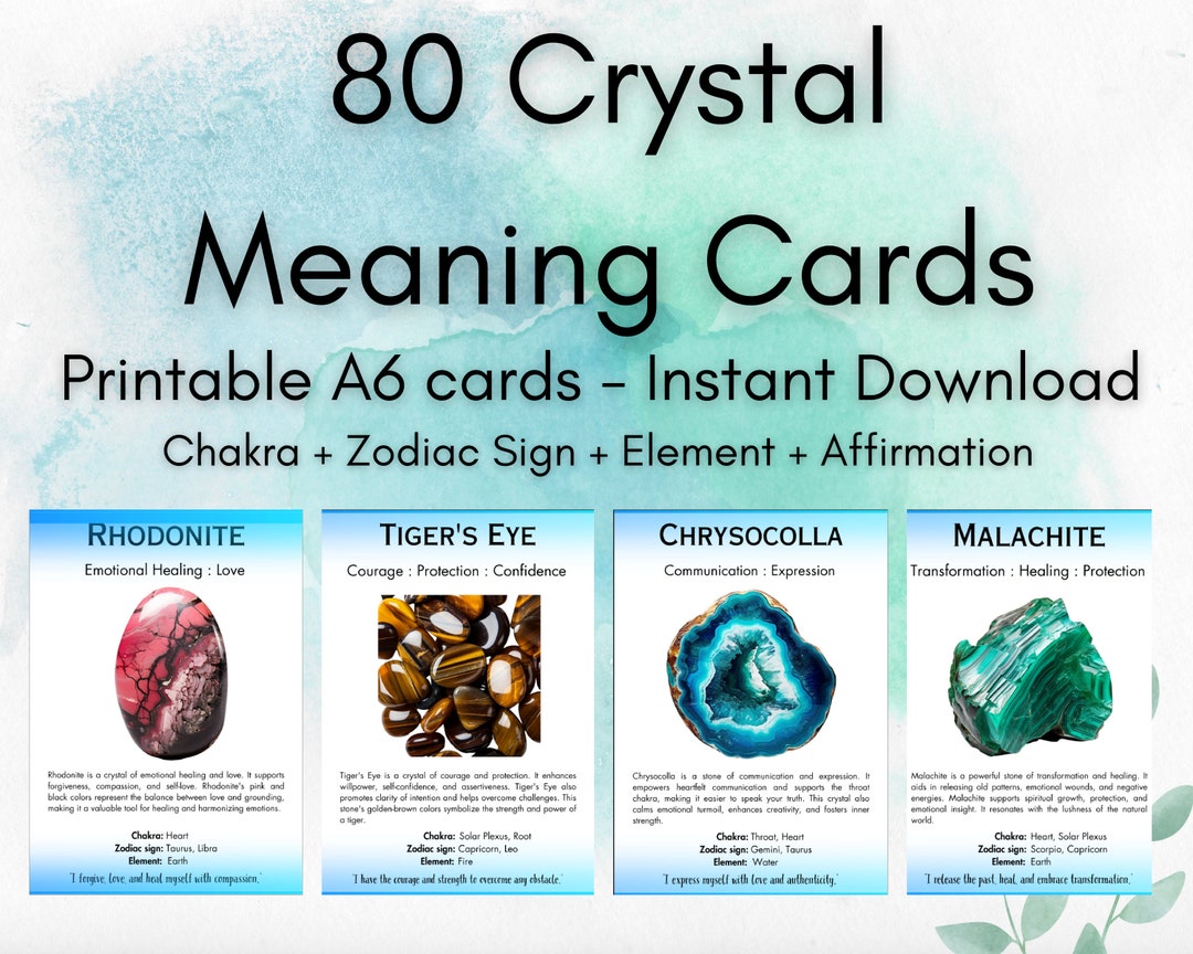 80 Printable Crystal Meaning Cards for Transformation and Empowerment ...