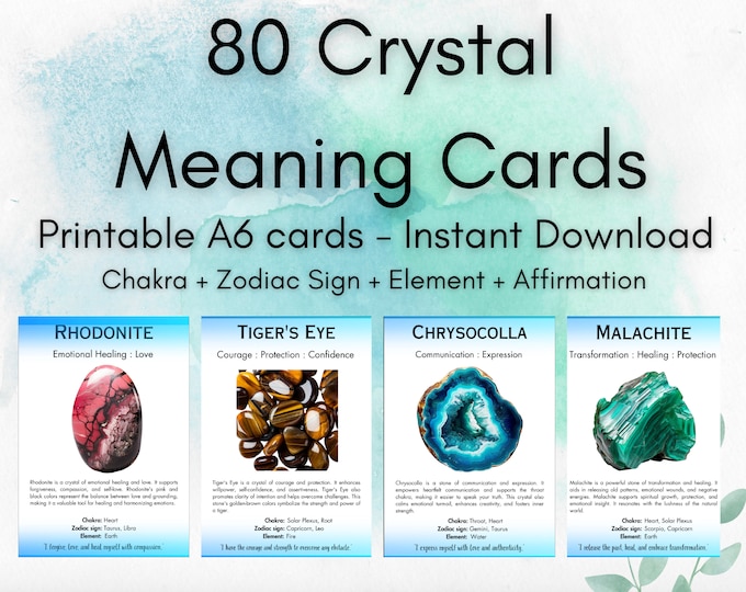 150 Printable Crystal Meaning Cards Instant Download Crystal Cards ...