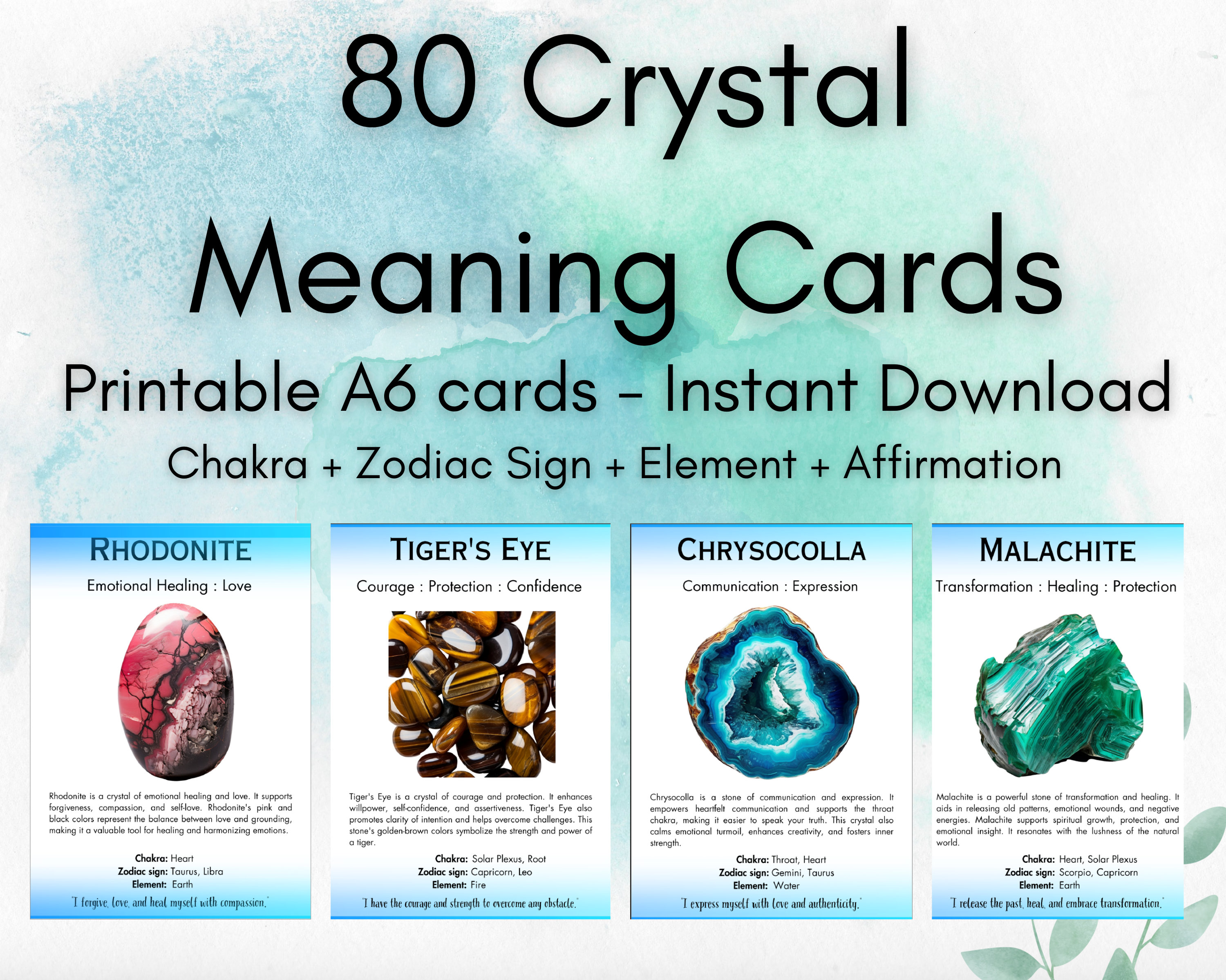 80 Printable Crystal Meaning Cards for Transformation and Empowerment ...