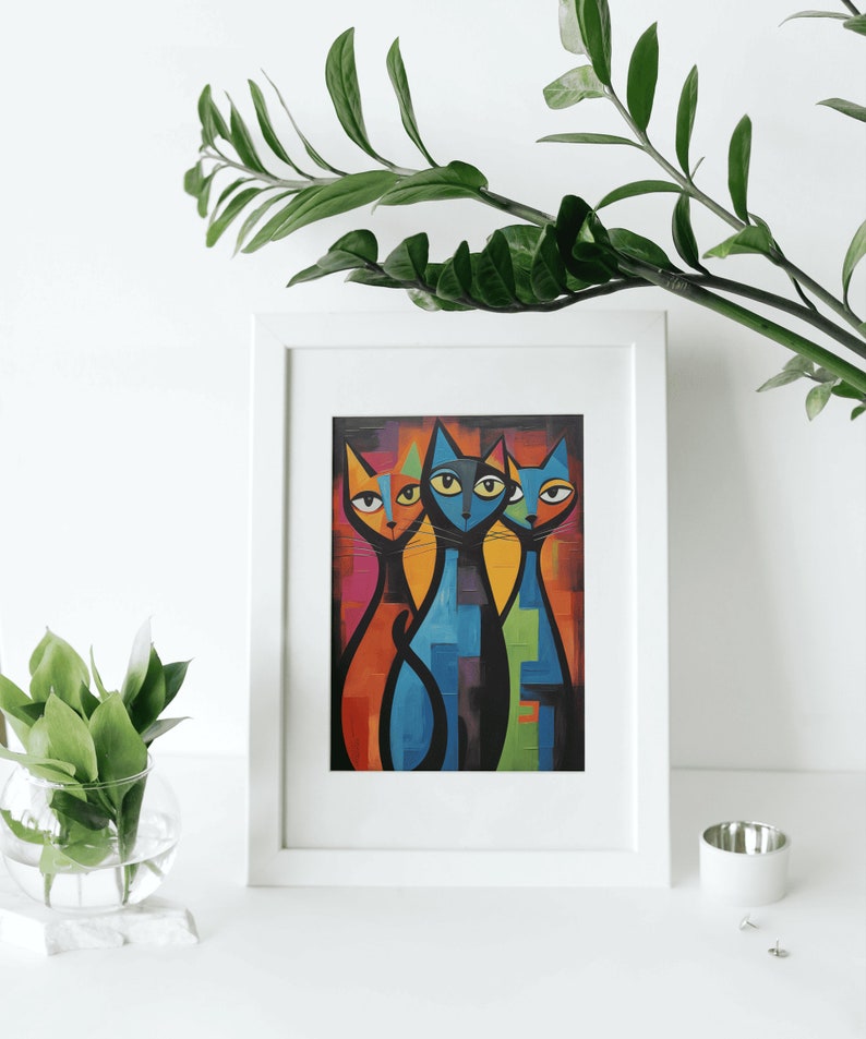 Cat Art Print Abstract Printable Art Printable Gift Digital Art Home ...