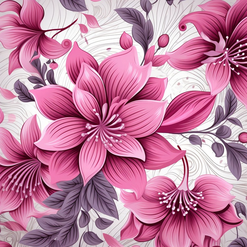 Seamless Pink Floral Patterns - Etsy