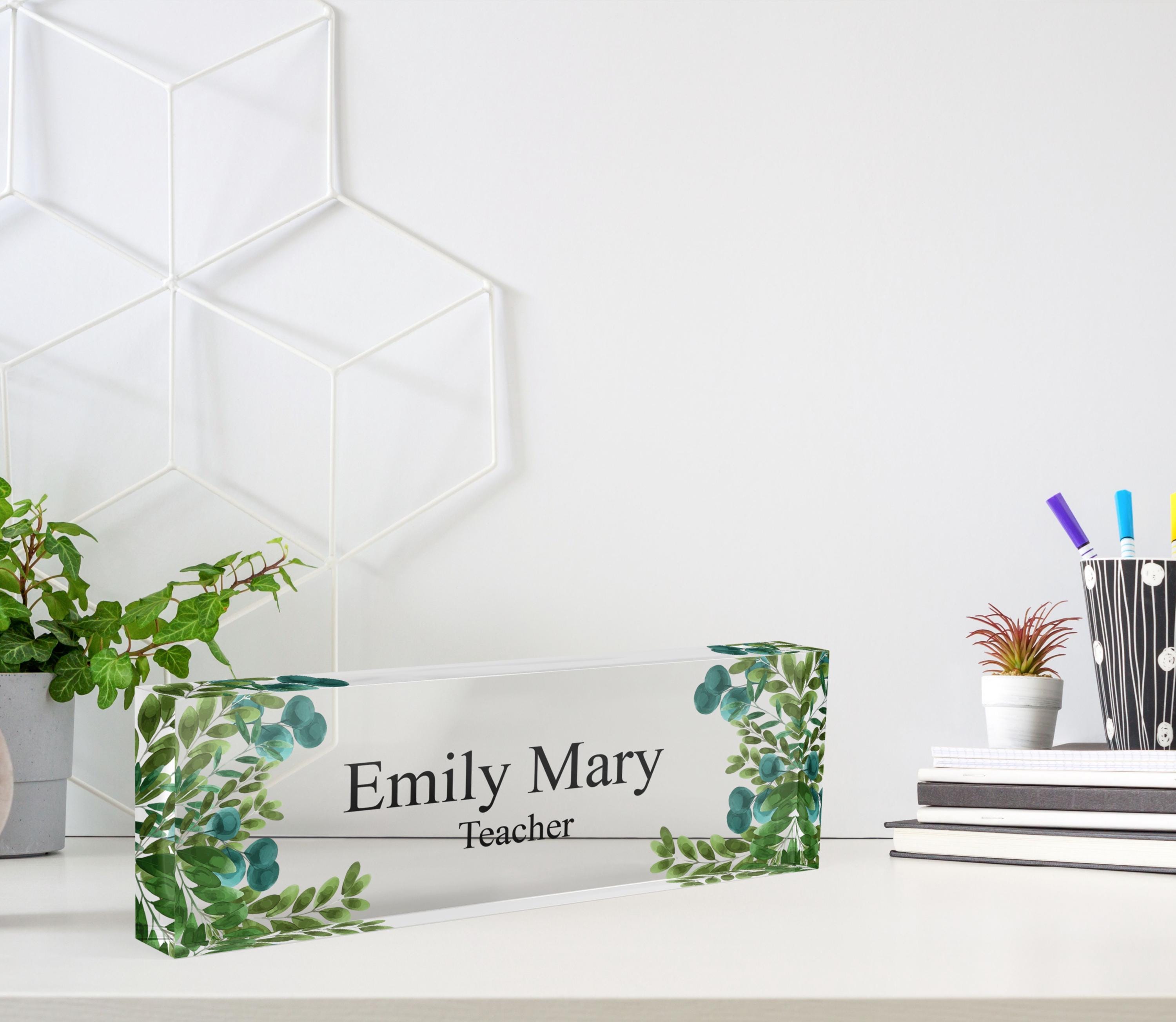 Personalized Name Plate for Desk, Leaf Name Plate, Custom Name Plate ...