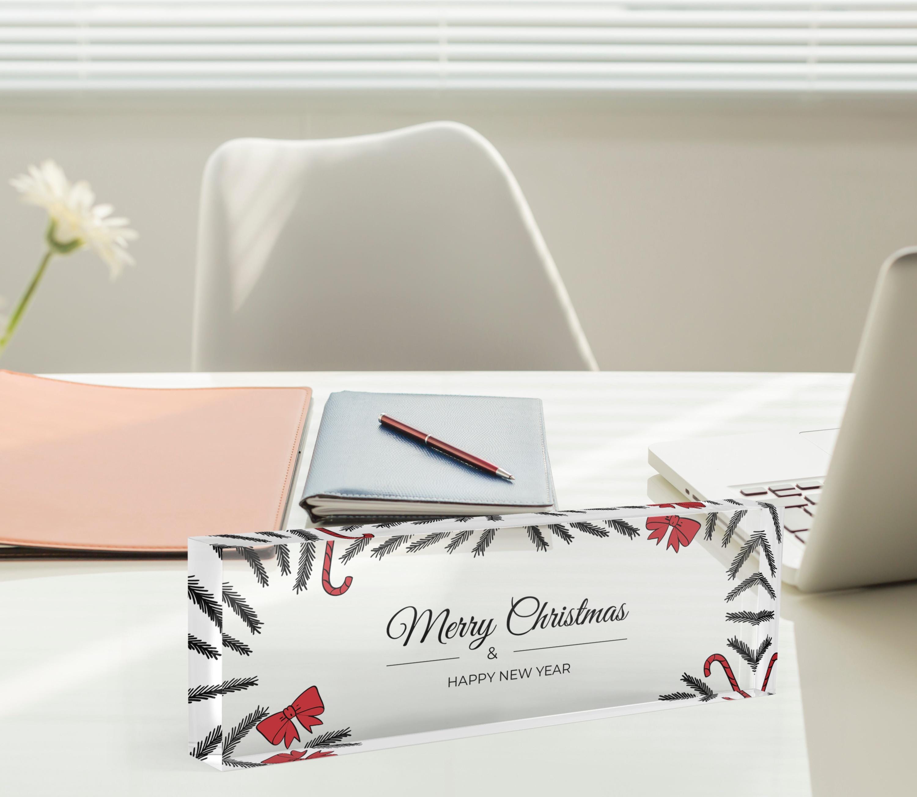 Christmas Themed Desk Name Plate, Acrylic Name Plate, Acrylic Plaque ...