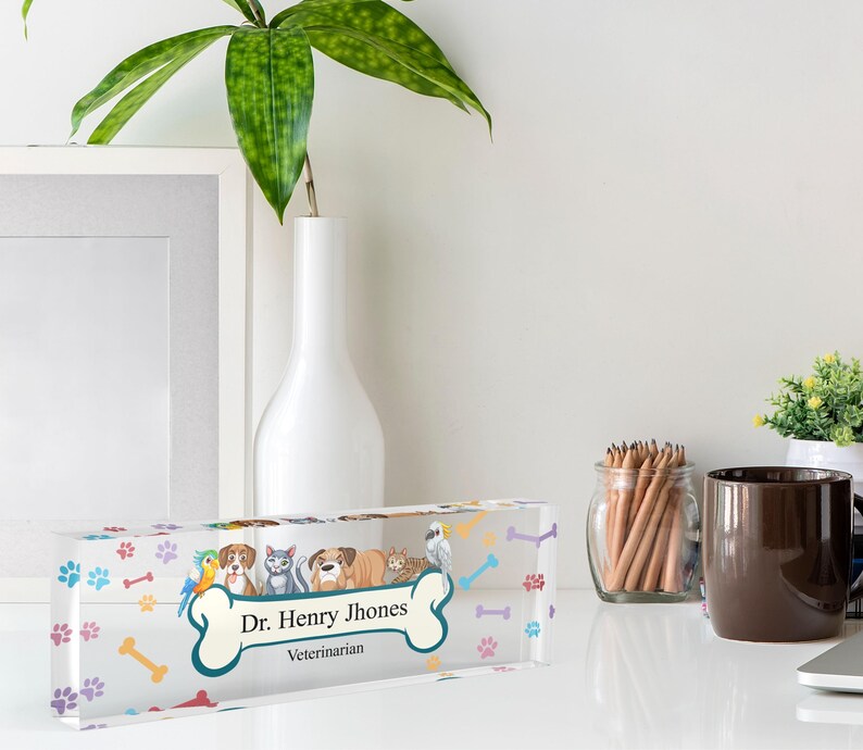 Veterinarian Desk Name Plate, Animal Figure Desk Sign, Office Decor ...