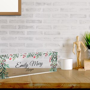 Green Leaf Name Plate, Green Leaves on Clear Acrylic, Custom Name Plate ...