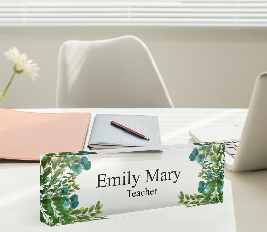 Personalized Name Plate for Desk, Leaf Name Plate, Custom Name Plate ...