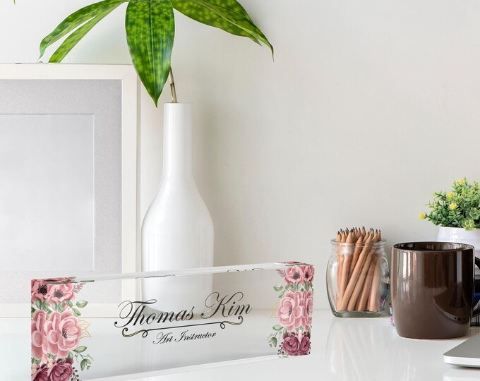 Flower Name Plate, Mixed Floral Design Name Plate, Personalized Sign ...