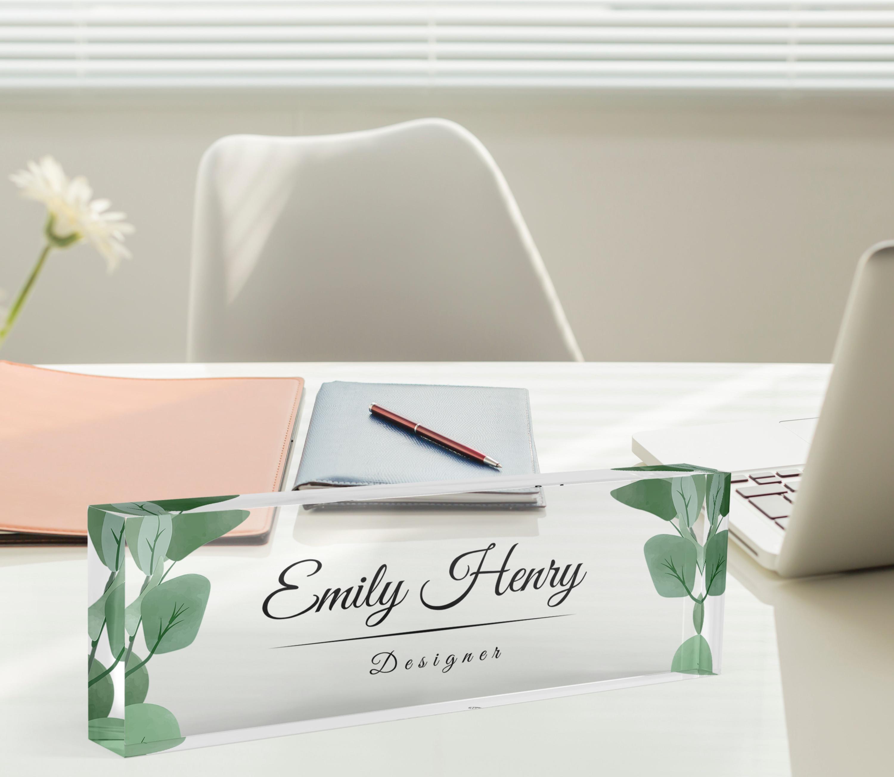 Leaf Desk Name Plate, Custom Name Plate, Office Decor, Acrylic Plaque ...