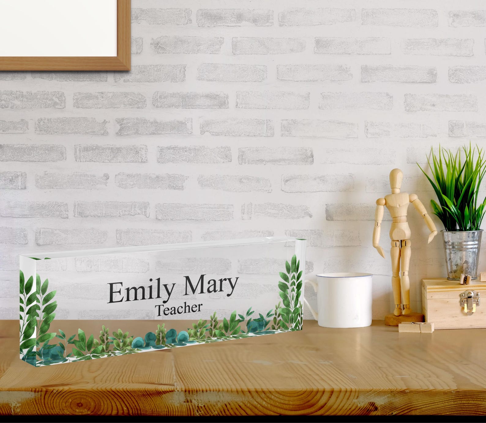 Acrylic Name Plate for Desk, Leaf Name Plate, Custom Name Plate, New ...