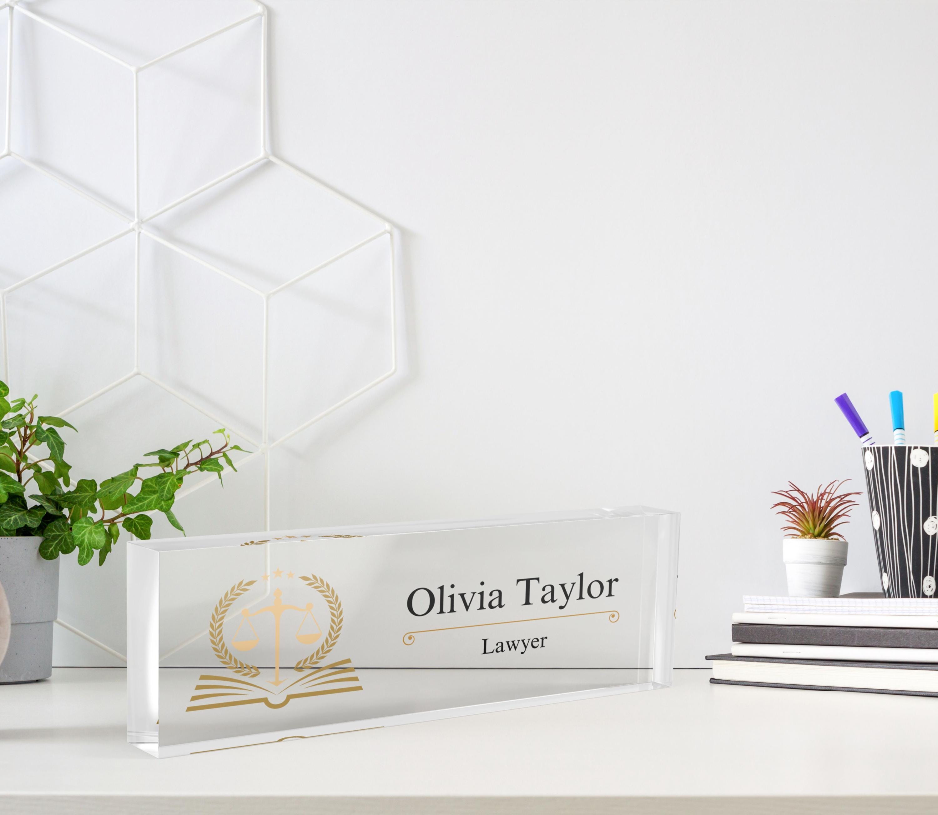 Lawyer Name Plate, Attorney Office Desk Name Plate, Acrylic Name Plate ...