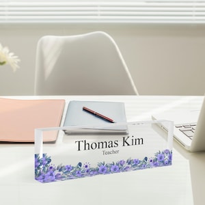Purple Flowers Name Plate, Custom Name Plate, Personalized Sing, Office ...