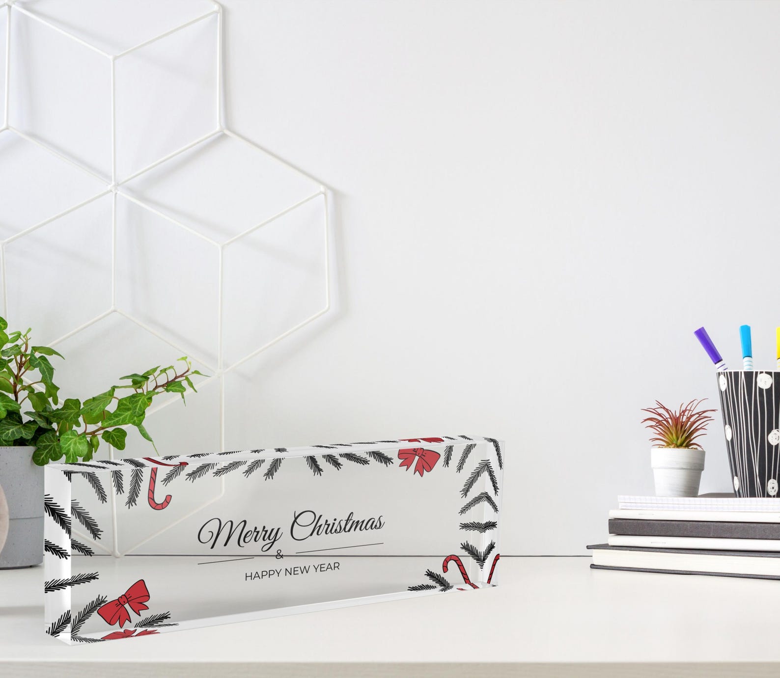 Christmas Themed Desk Name Plate, Acrylic Name Plate, Acrylic Plaque ...